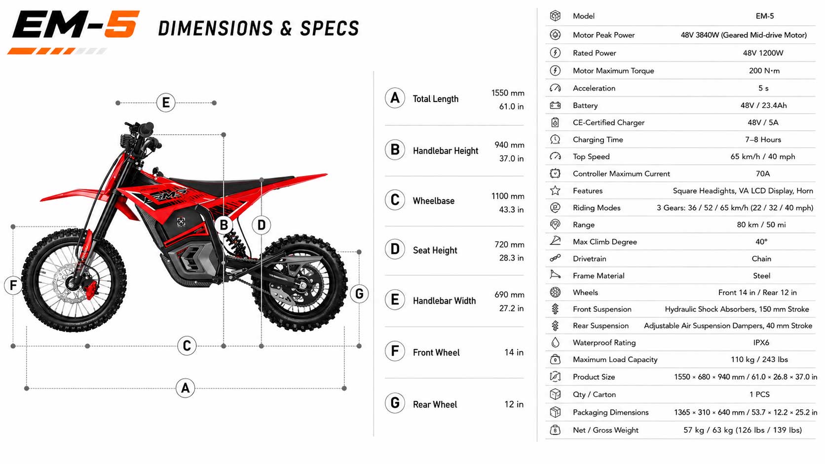 VALTINSU EM-5 2500W Electric Dirt Bike for Beginners | Lightweight Off ...